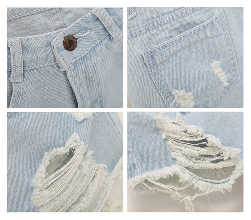 Washed Light Denim Frayed Shorts on Luulla